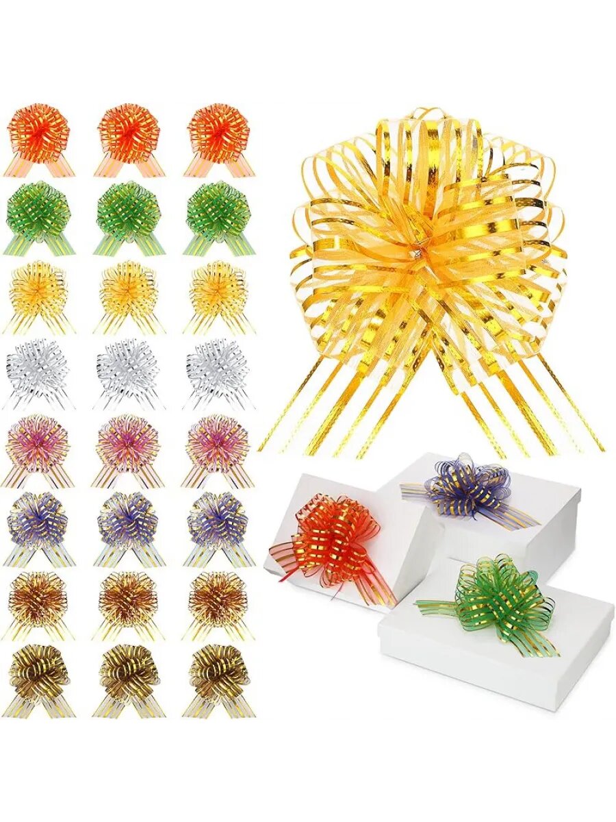 Банты рождество 24 шт органза 15 см подарочные