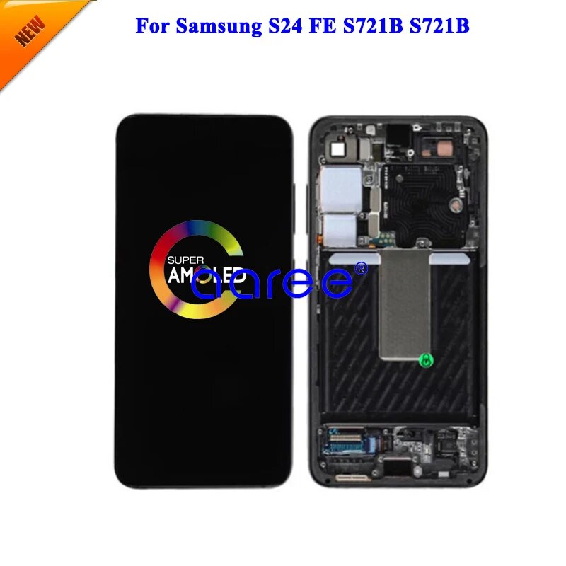 Оригинальный ЖК-экран AMOMLED для Samsung S24FE, ЖК-экран для Samsung S24FE S721, ЖК-экран с сенсорным дигитайзером в сборе Global Silver Frame