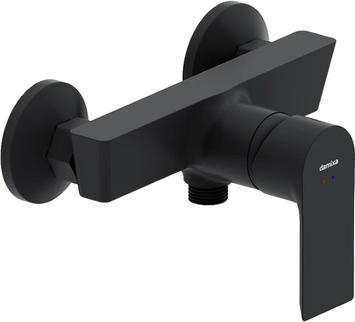 Смеситель для душа Damixa Apollo 472000300 черный, матовый, настенный, латунный, однорычажный, без лейки, смеситель для ванны с душем