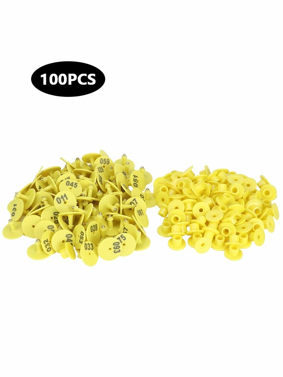 Ушные бирки для домашнего скота, 100 шт. Этикетки с круглыми номерами, маркерный аксессуар для идентификации свиней, овец, крупного рогатого скота, прочный пластиковый материал