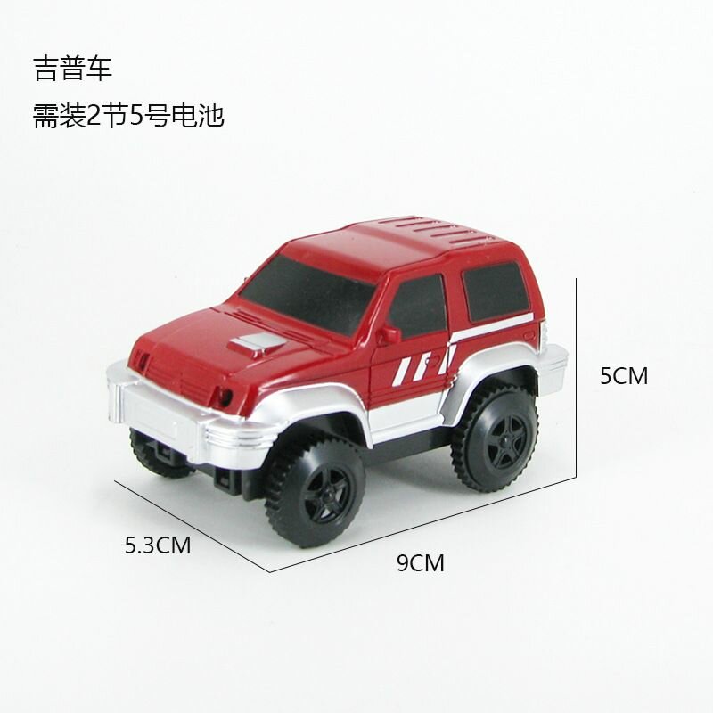 Машина для гибкого трека, светящиеся фары, работает от батареек, Jeep красный (без света)