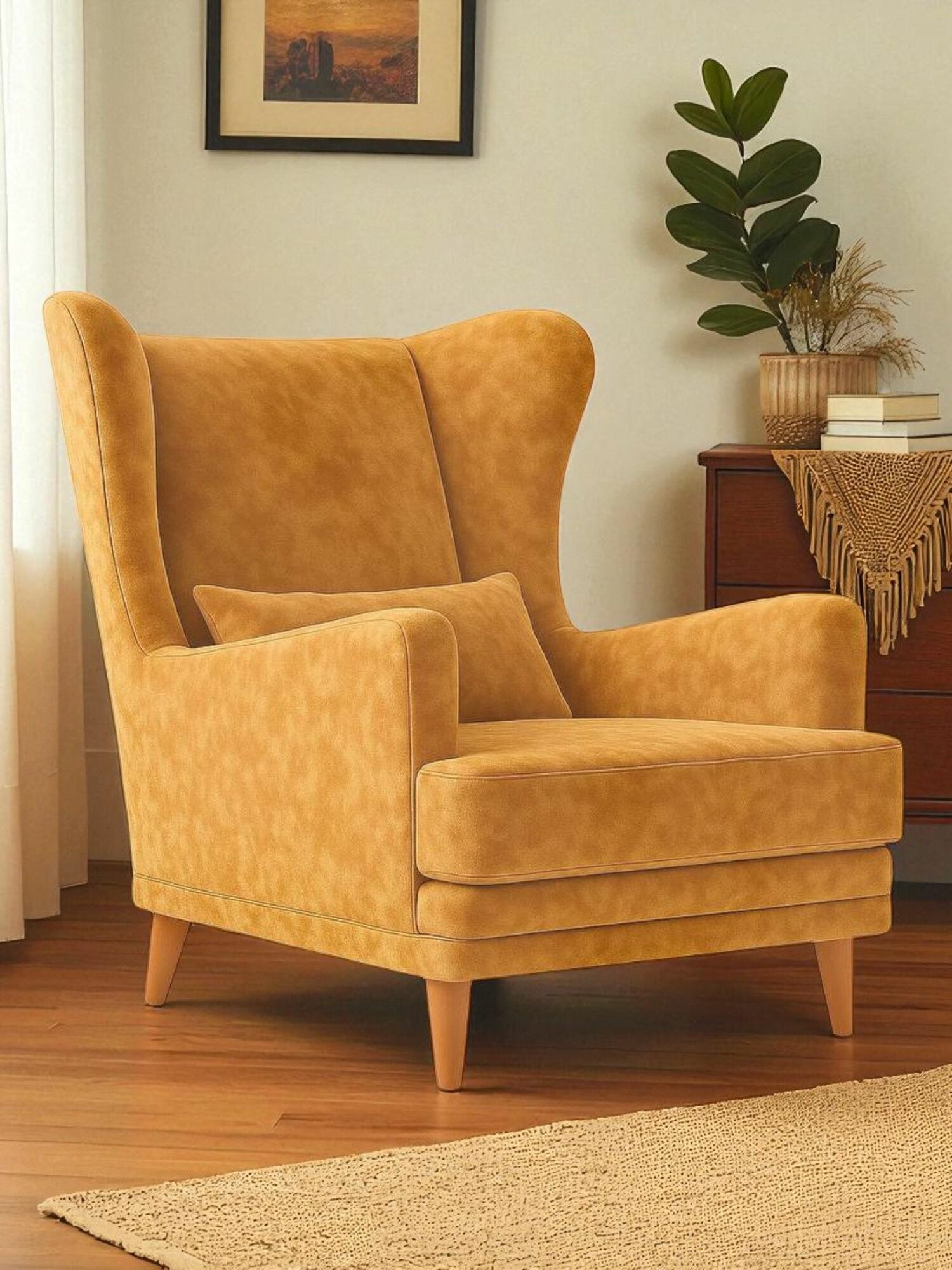 Кресло мягкое Вегас, кресло мягкое для дома желтое велюр Crush 14