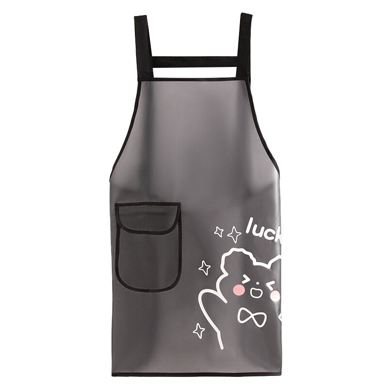 Милый водонепроницаемый фартук из ТПУ для женщин – маслостойкие фартуки в корейском стиле с карманом, легко чистящиеся, мультяшные рабочие костюмы для кухни, морепродуктов, парикмахерской или уборки дома