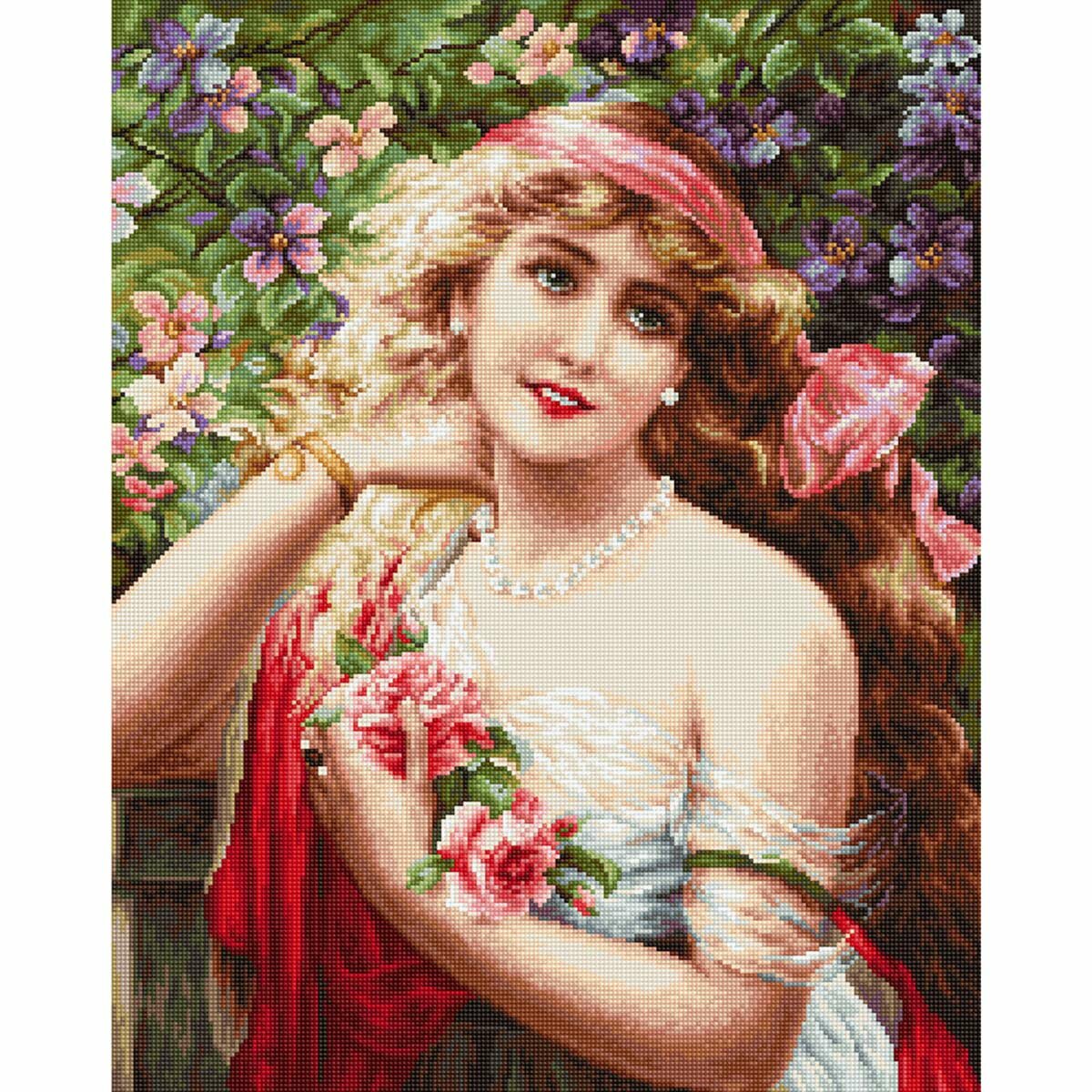 Набор для вышивания крестиком 'Девушка с розами', 28*35,5см, Luca-S, B549