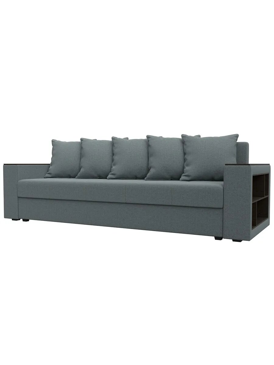 Диван прямой Регина, 237x81x81 см, со спальным местом 196х117 см, с ящиком для белья, полки справа, рогожка