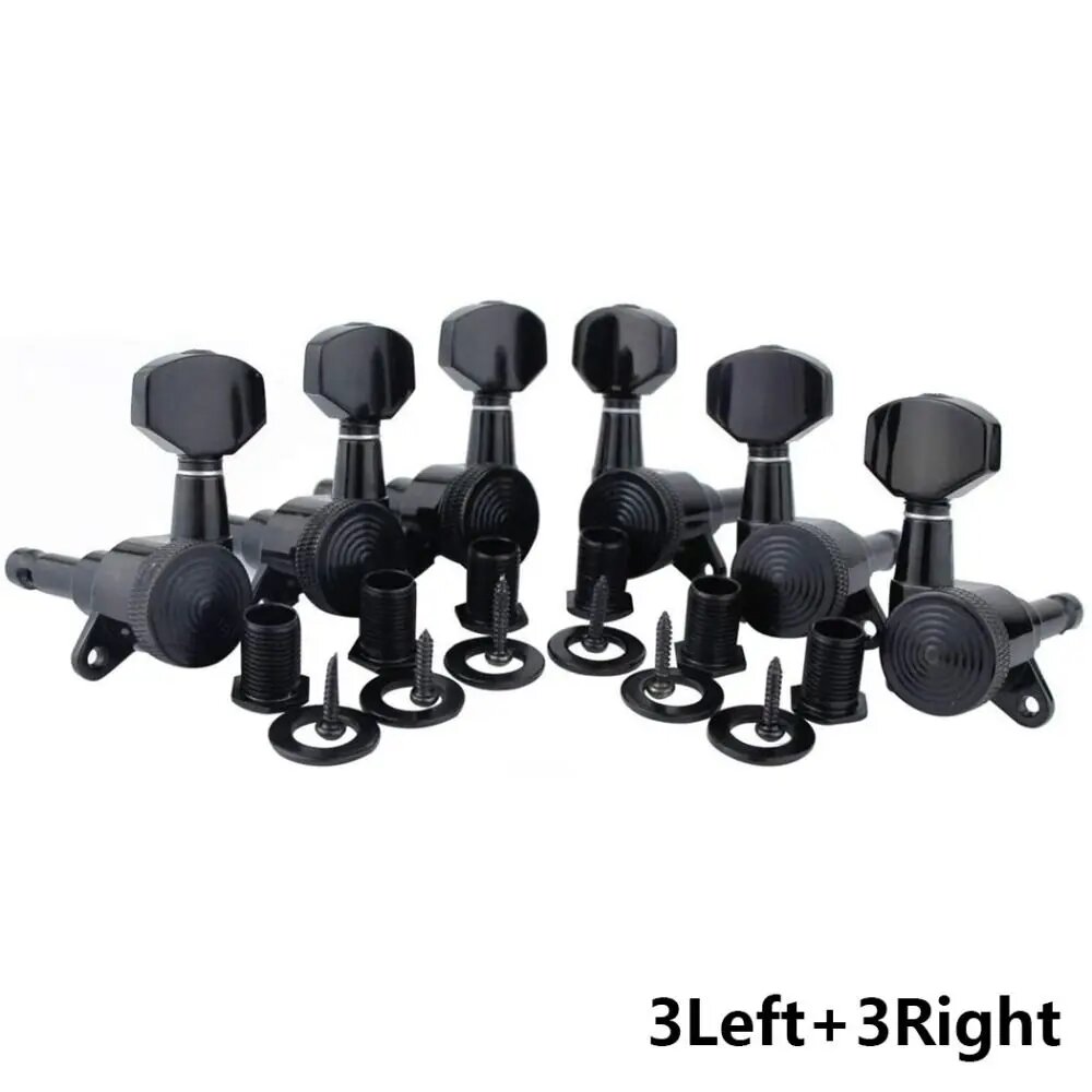 Хромированные тюнеры для гитары 6 шт. Черный, Black-3L 3R
