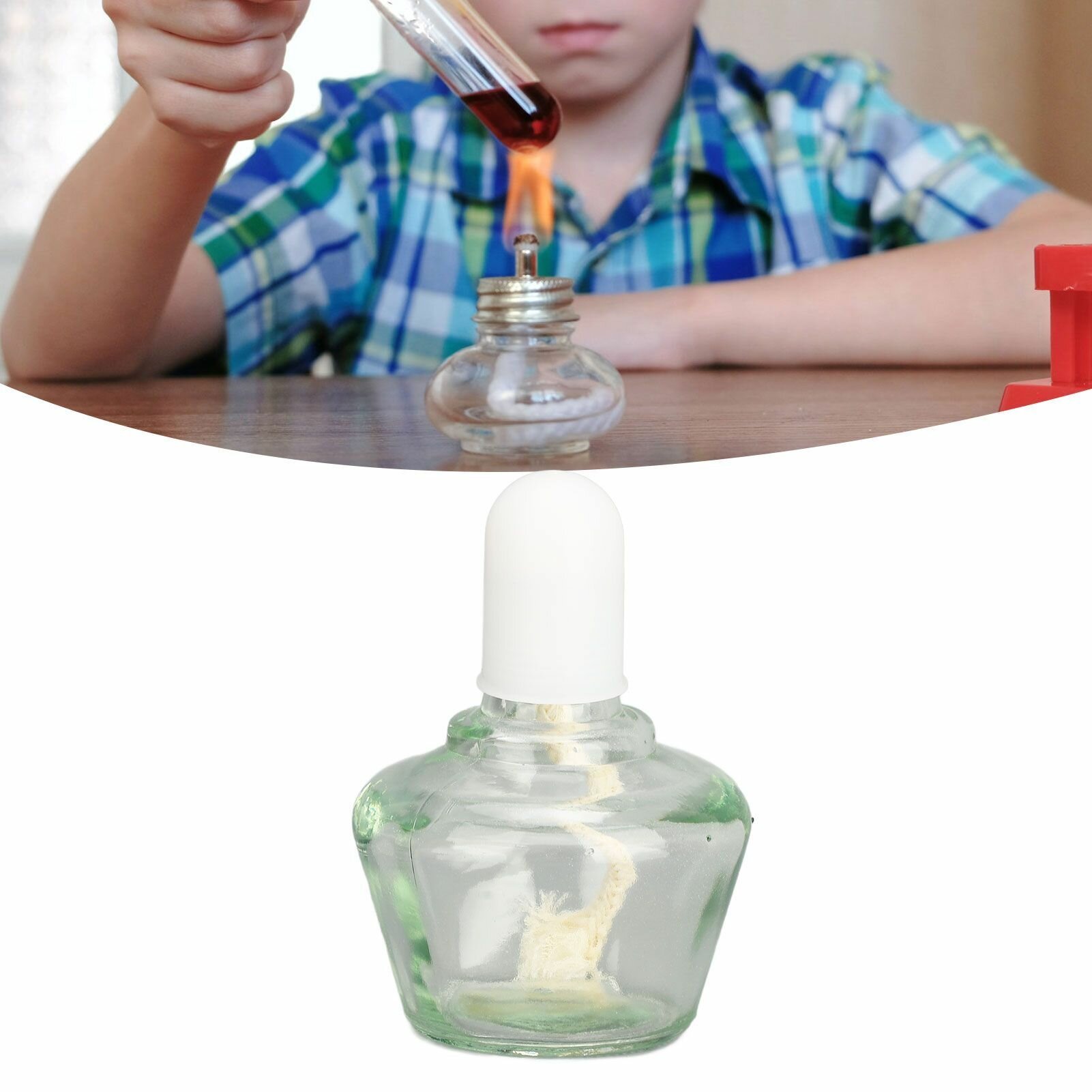 Экспериментальная спиртовая лампа с подогревом объемом 150 мл, 5 сменных фитилей, 1 воронка