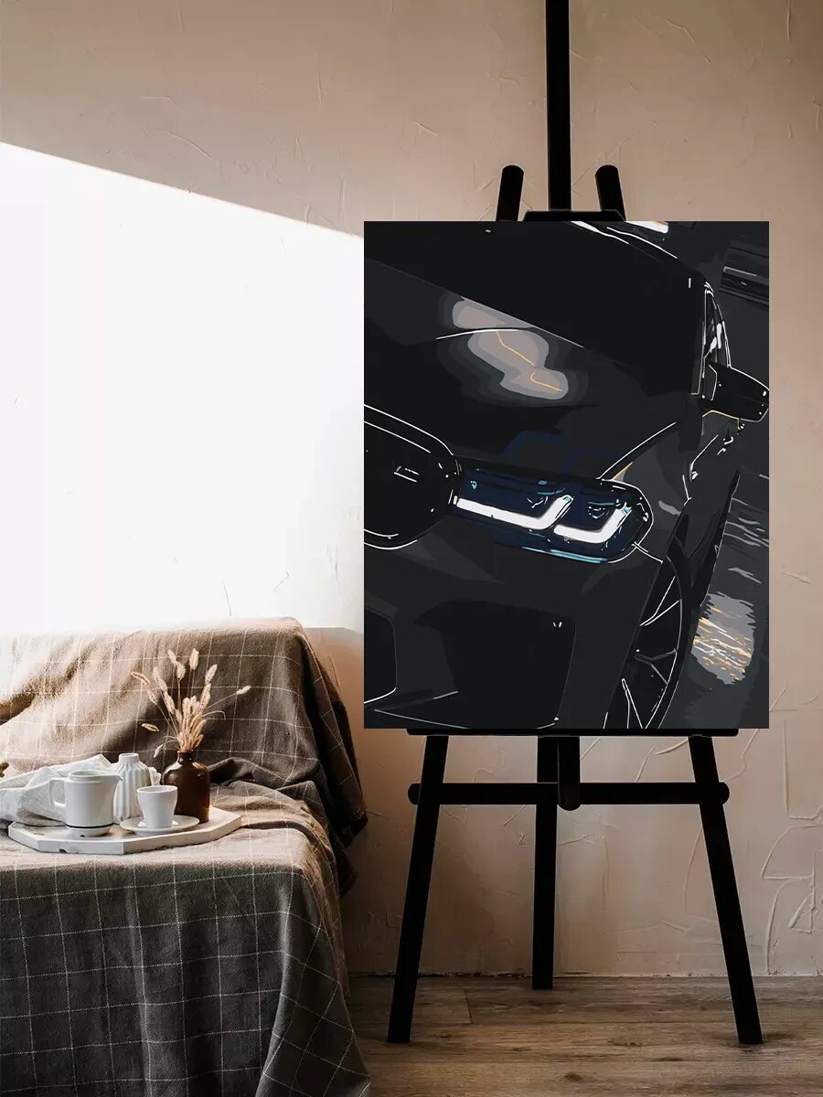 Картина по номерам Черная БМВ Машина Авто BMW Автомобиль