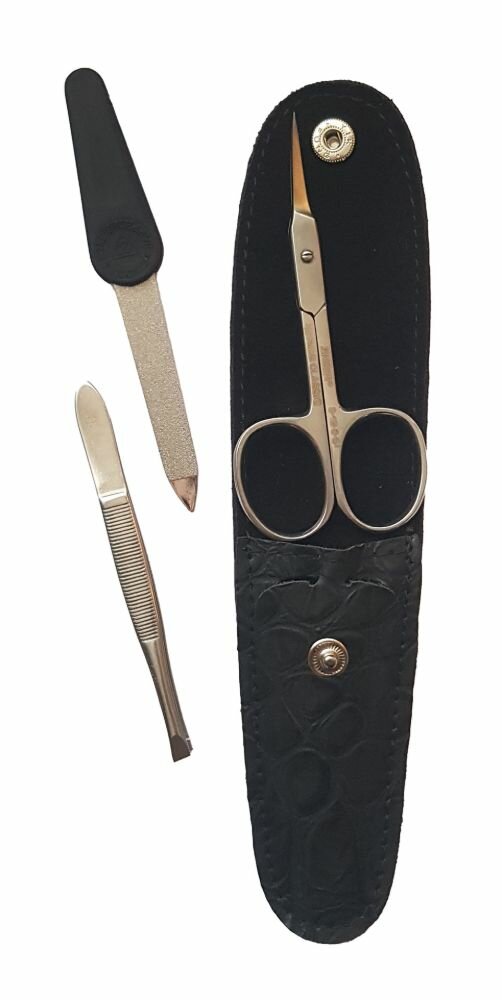 Маникюрный набор Zinger MS-Z3 S-PVC, 3 предмета, чёрный матовый