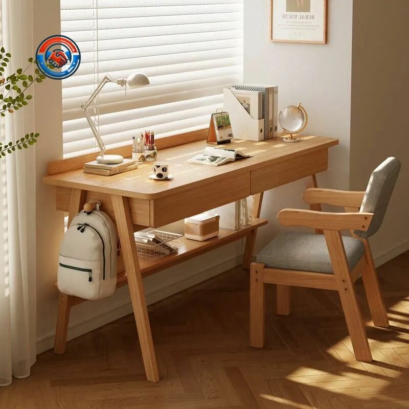 Письменный стол с двумя выдвижными ящиками, 100х55х75 см, массивные деревянные ножки, антивандальное покрытие, легкая сборка, устойчивость и стиль для домашнего кабинета