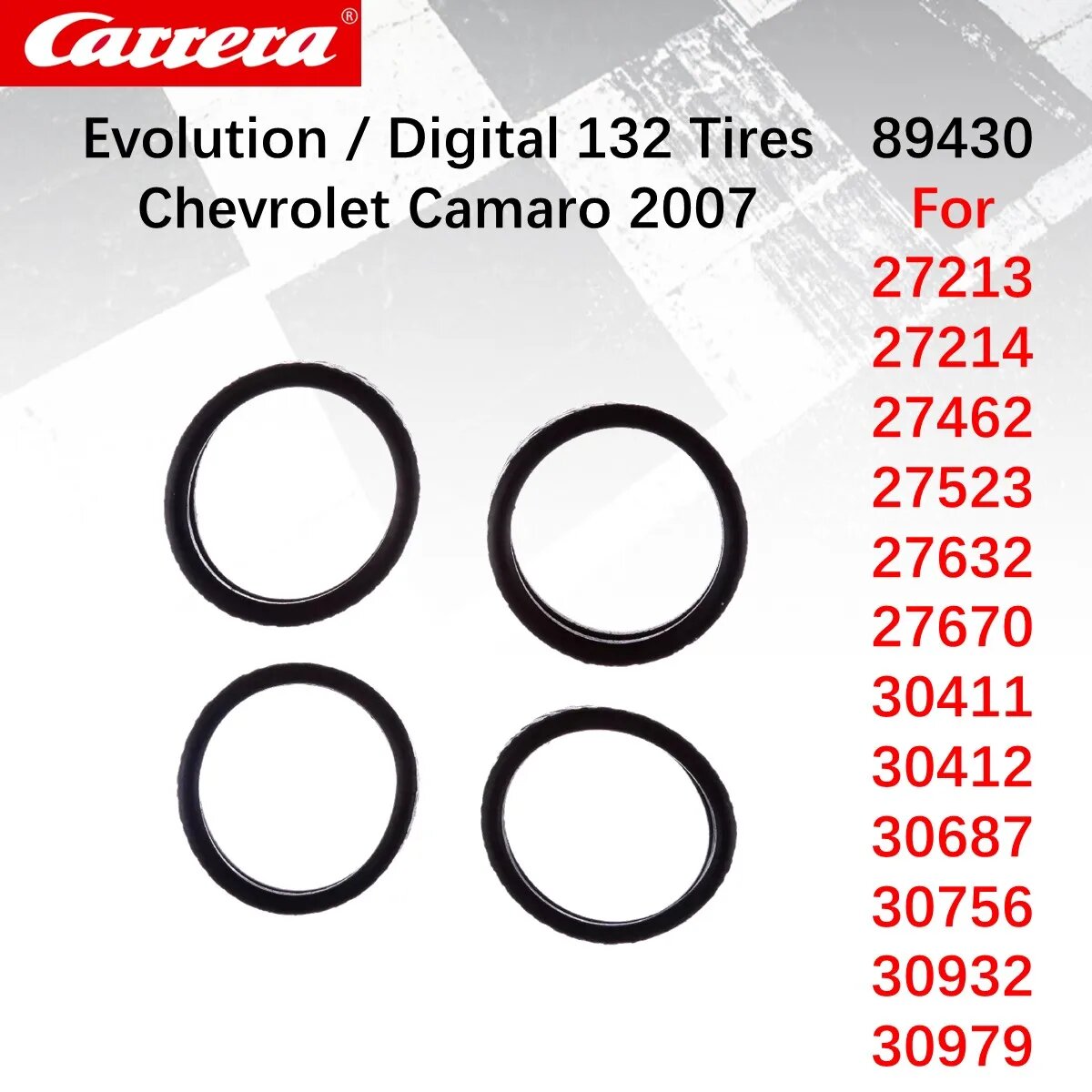 Автозапчасти Carrera Evolution / Digital 132 CLASSIC / F1 / DTM/GT/уличные шины (2 передних шины, 2 задних шины) 89430