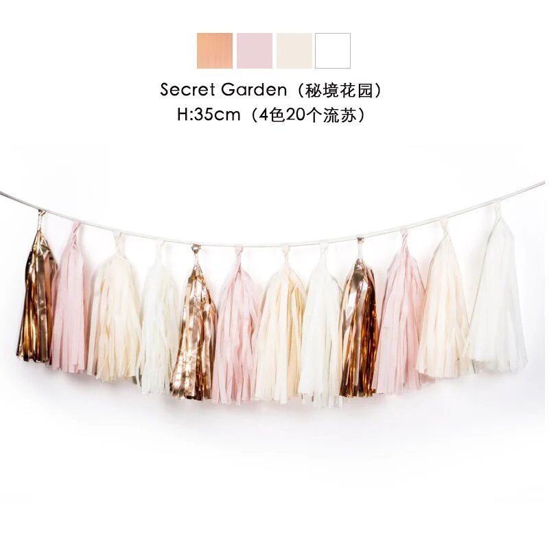 Бумажные гирлянды цветы для праздника Secret garden