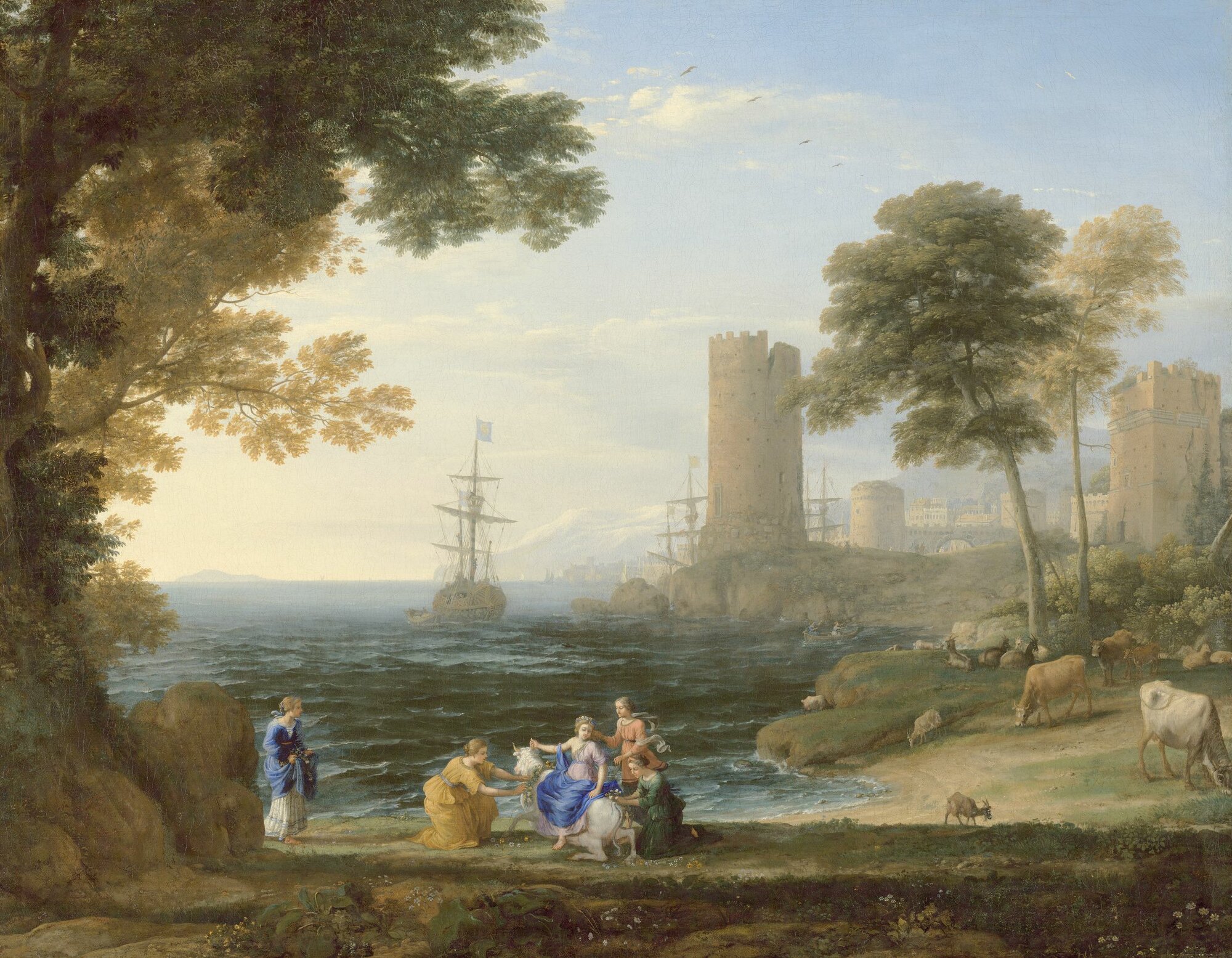 Картина Клода Лоррена Вид на побережье с Похищением Европы 80х62 см