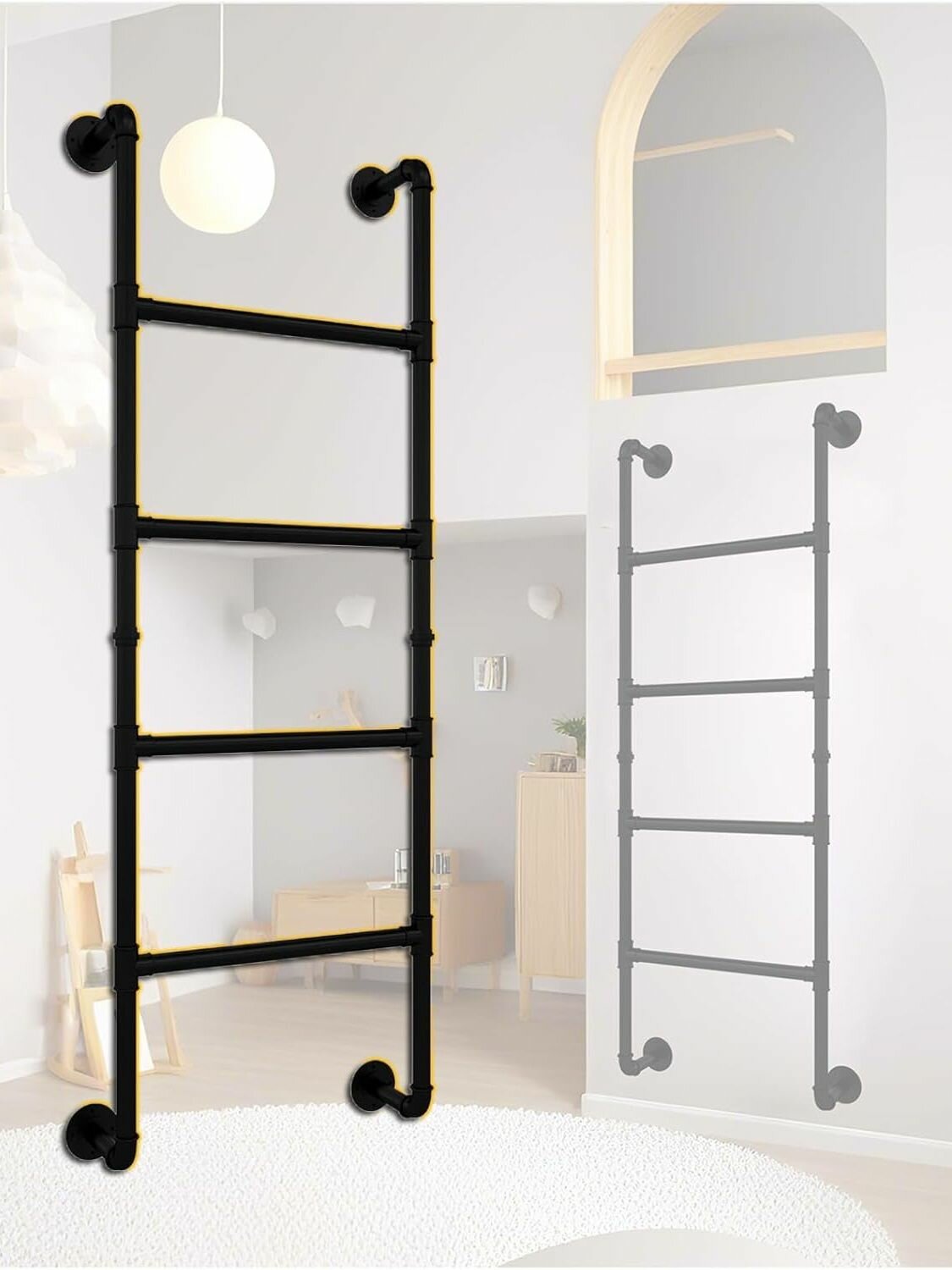 1000 мм Лестница для кровати, настенная металлическая лестница, подходит для установки на чердаке / крыше / двухъярусных кроватей