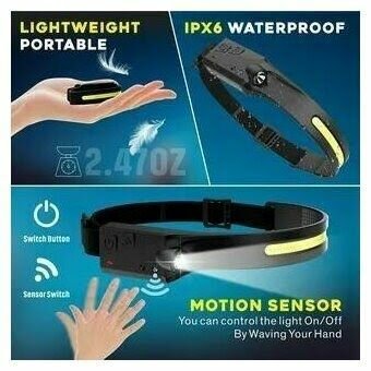 Налобный фонарь-лента YYC LX200 с датчиком движения и двумя источниками света