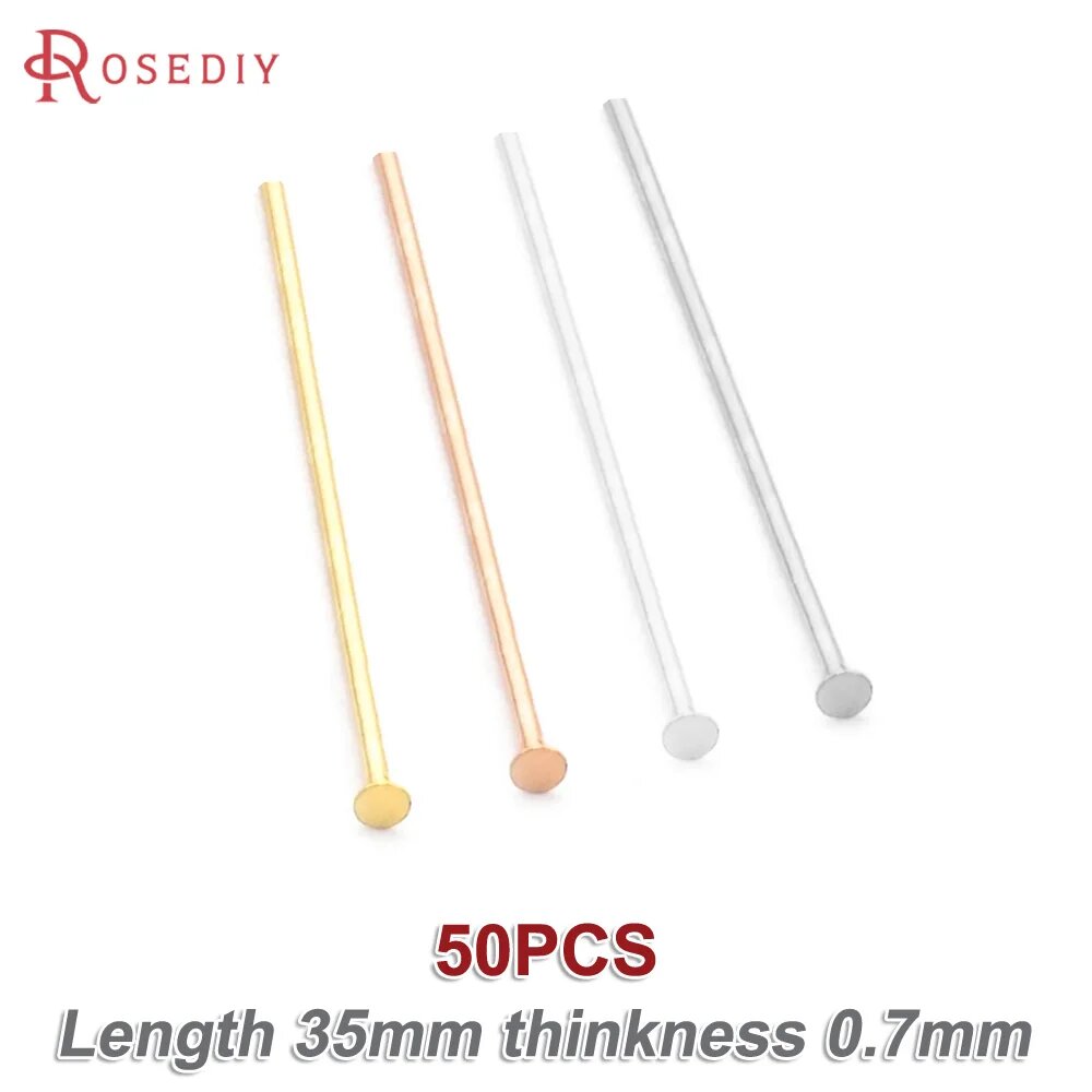 Плоские булавки Rosediy латунные 18-каратное золото Platinum Color, 35x0.7MM Flat Pin
