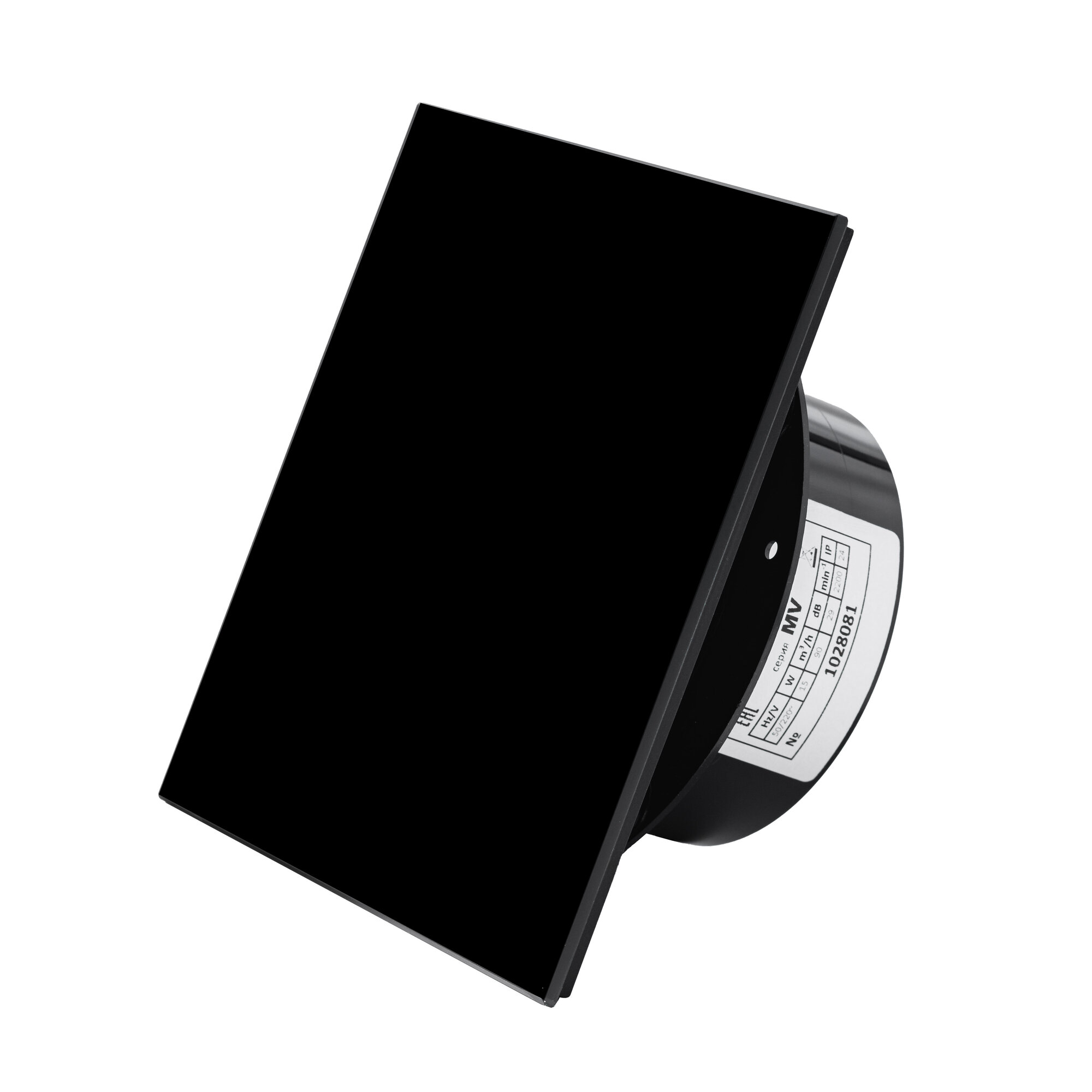 Вытяжной тонкий вентилятор SlimVent МV 100, стекло квадрат черный глянцевый