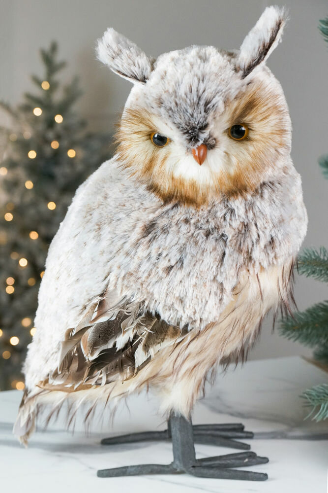 Декоративная фигура сова ромми, искусственный мех, перо, 49 см, Винтер Деко (Winter Deco) 1135237