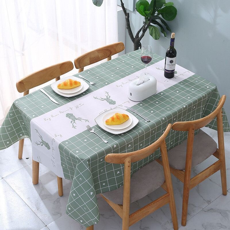Tablecloth cover attractive waterproof oilproof for effortless home table decor green 137x90cm