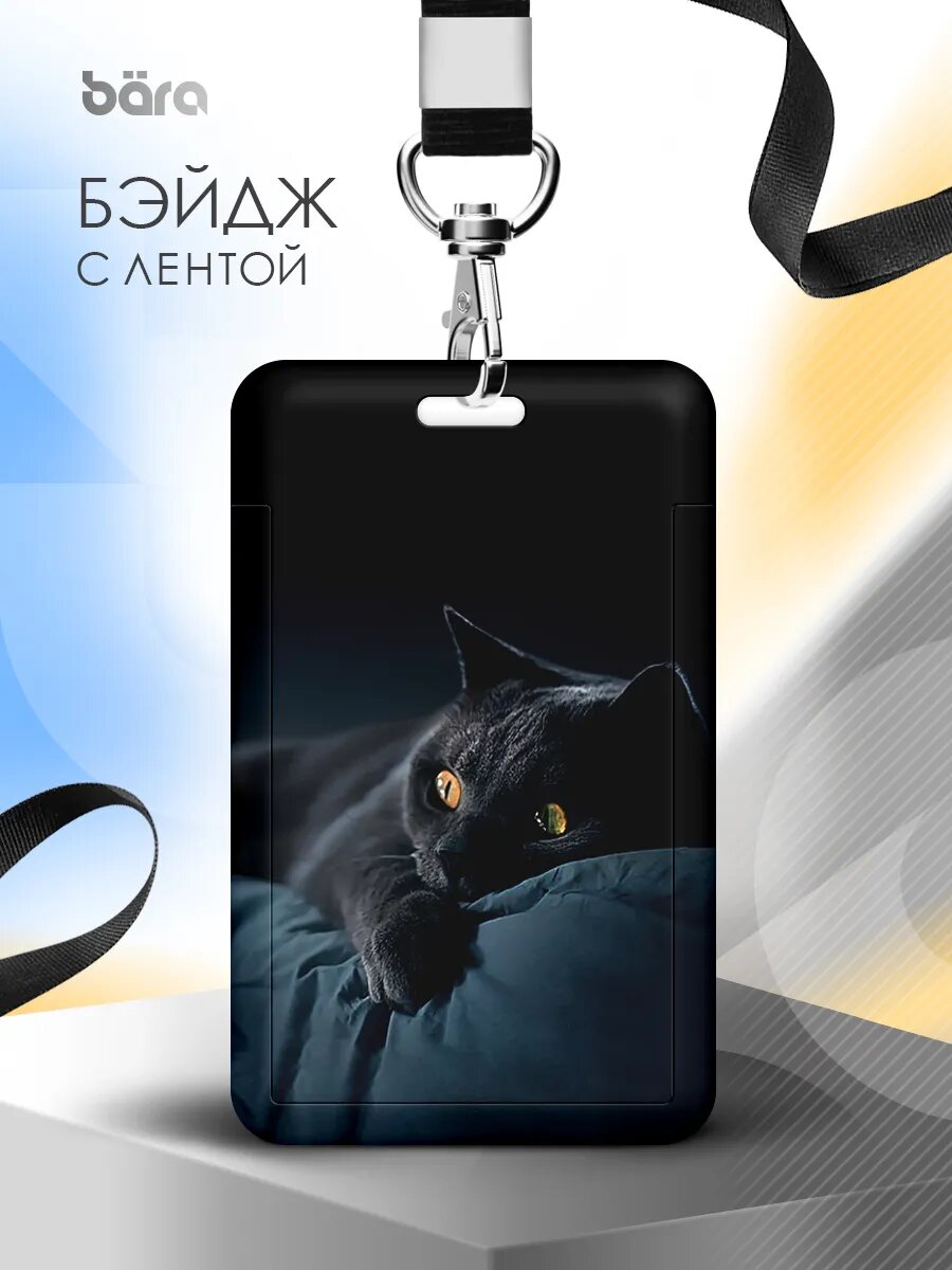 Бейдж для пропуска с лентой пластиковый, бейджик с картинкой