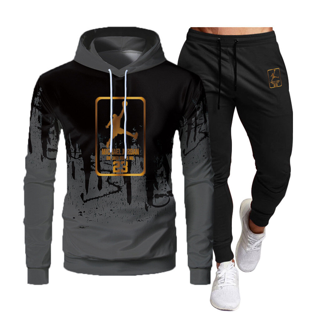 Новый комплект мужской толстовки с рисунком в виде чернильных брызг, длинные брюки, худи, повседневный спортивный костюм для активного отдыха.