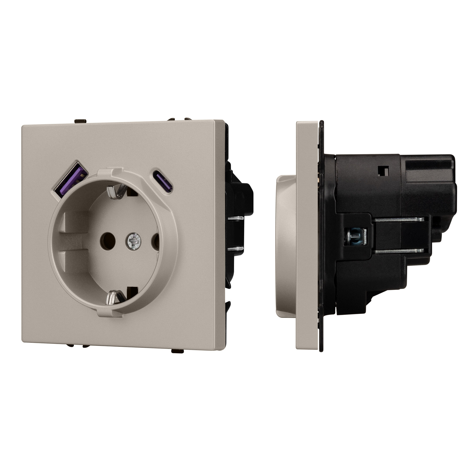 Механизм розетки с USB зарядкой SCT-NOBE-MUAC-SFPL-CA (230V, 16A) (Arlight, Кашемир) 059444