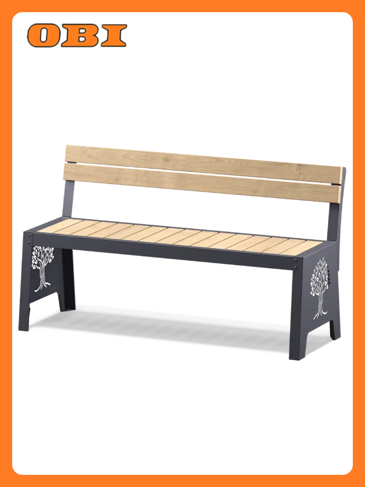 Скамейка садовая, дерево, металл, 78x142x50 см, коричнево-черная