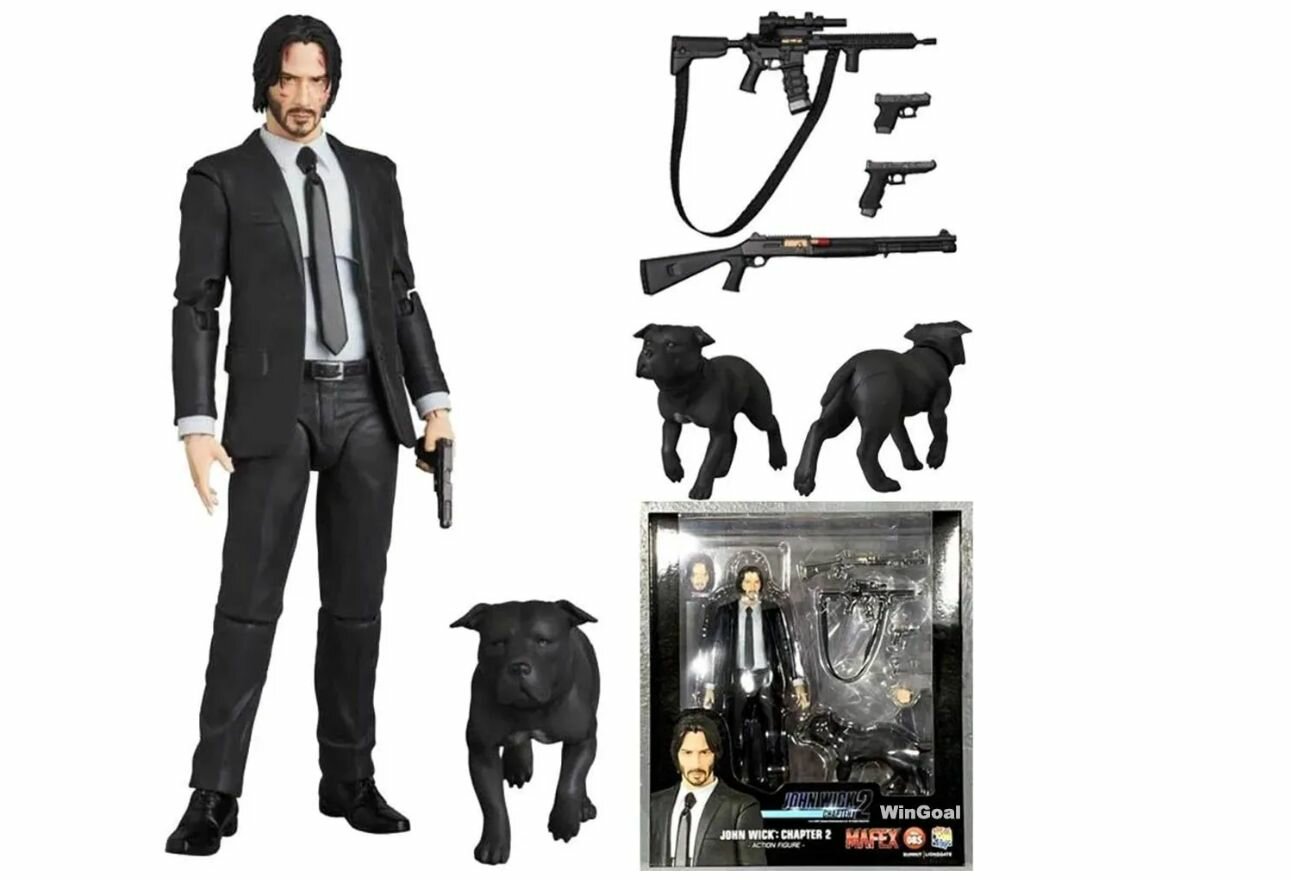 Фигурка Джон Уик, John Wick с собакой, Статуэтка подвижная 16 см