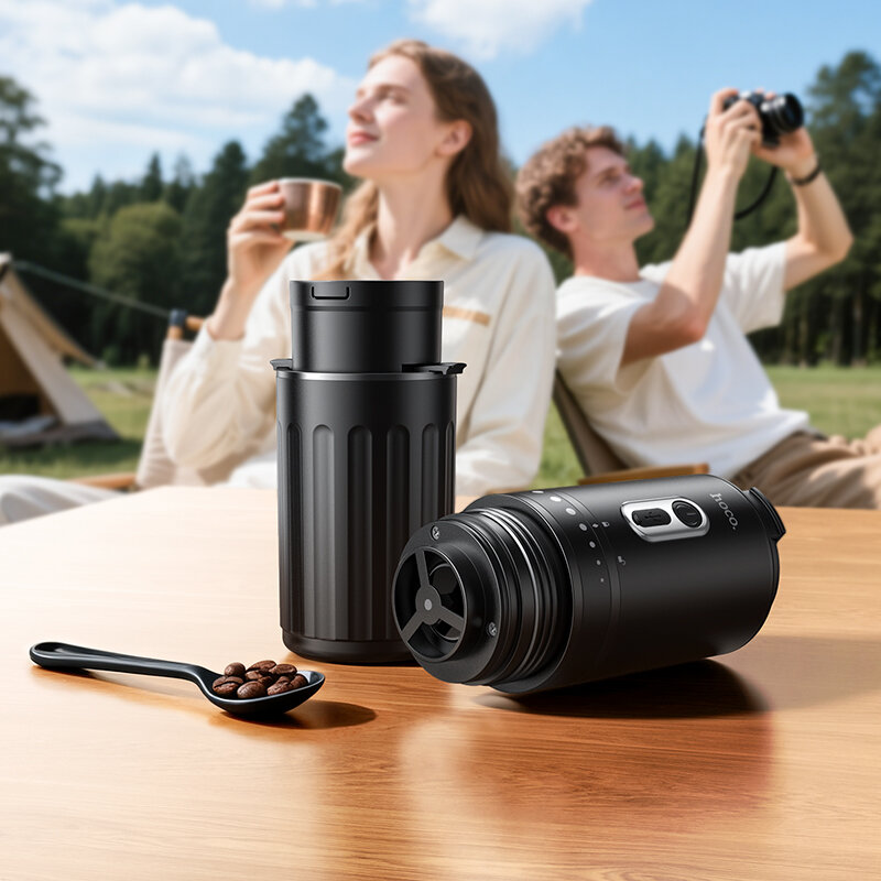 Портативная кофемашина 3в1 HOCO HX80, 15Вт, черная, 1300мАч, с аксессуарами