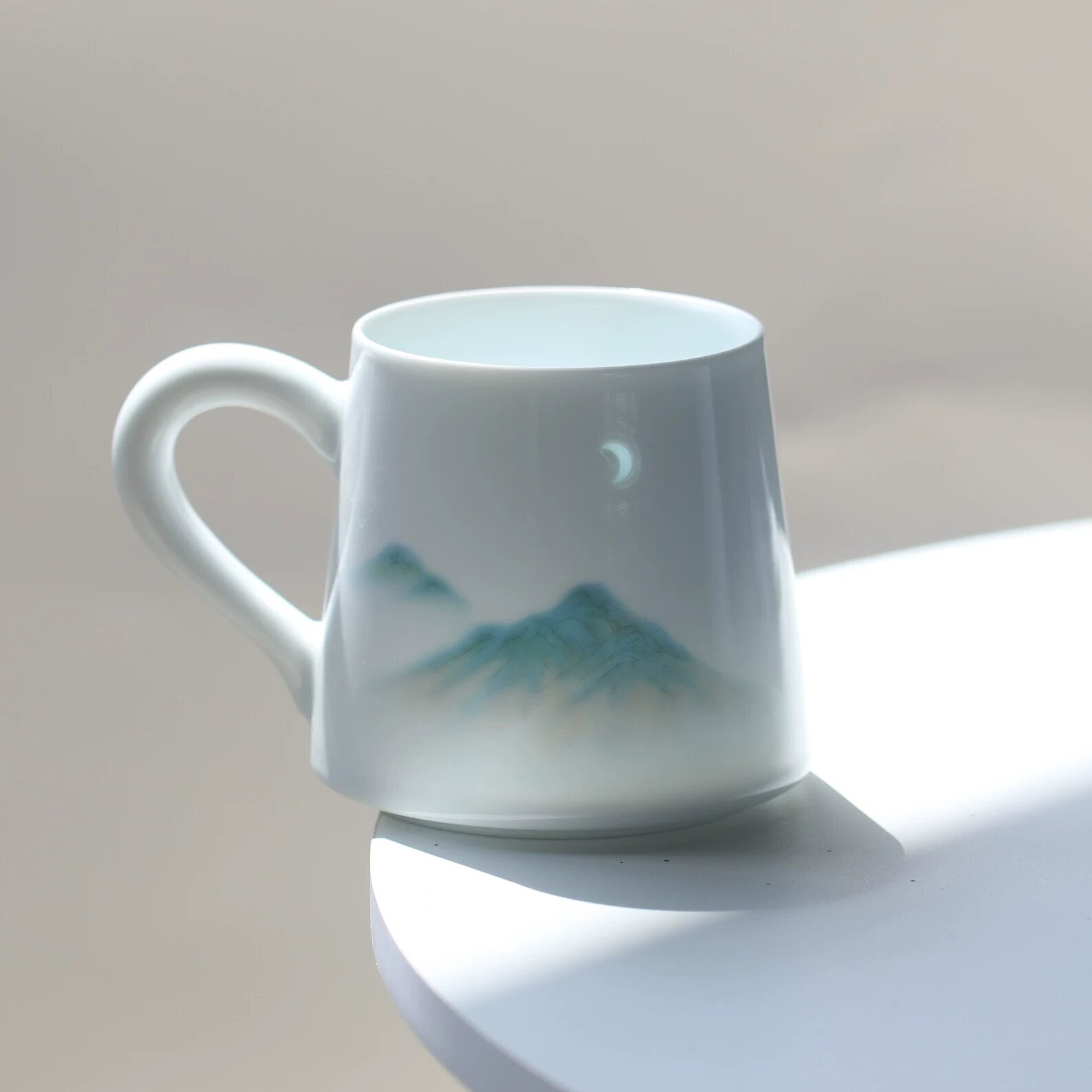 Новая Луна белый керамический стакан ручной работы для повседневного использования с кофе или чаем, 8 унций