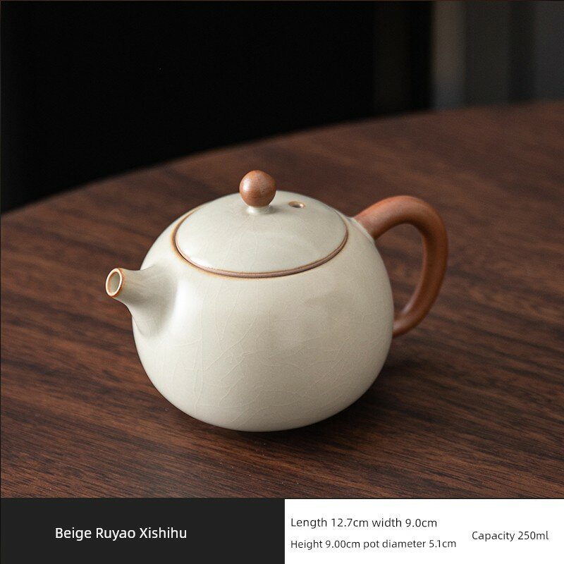 Бежевый керамический чайник Xishi из керамики Ru kiln, маленький чайник для заваривания чая, бытовой чайник, одиночный