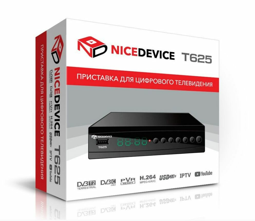 Ресивер эфирный NICEDEVICE T625 DVB-T/T2/C (USB/поддержка Wi-Fi/ IPTV)