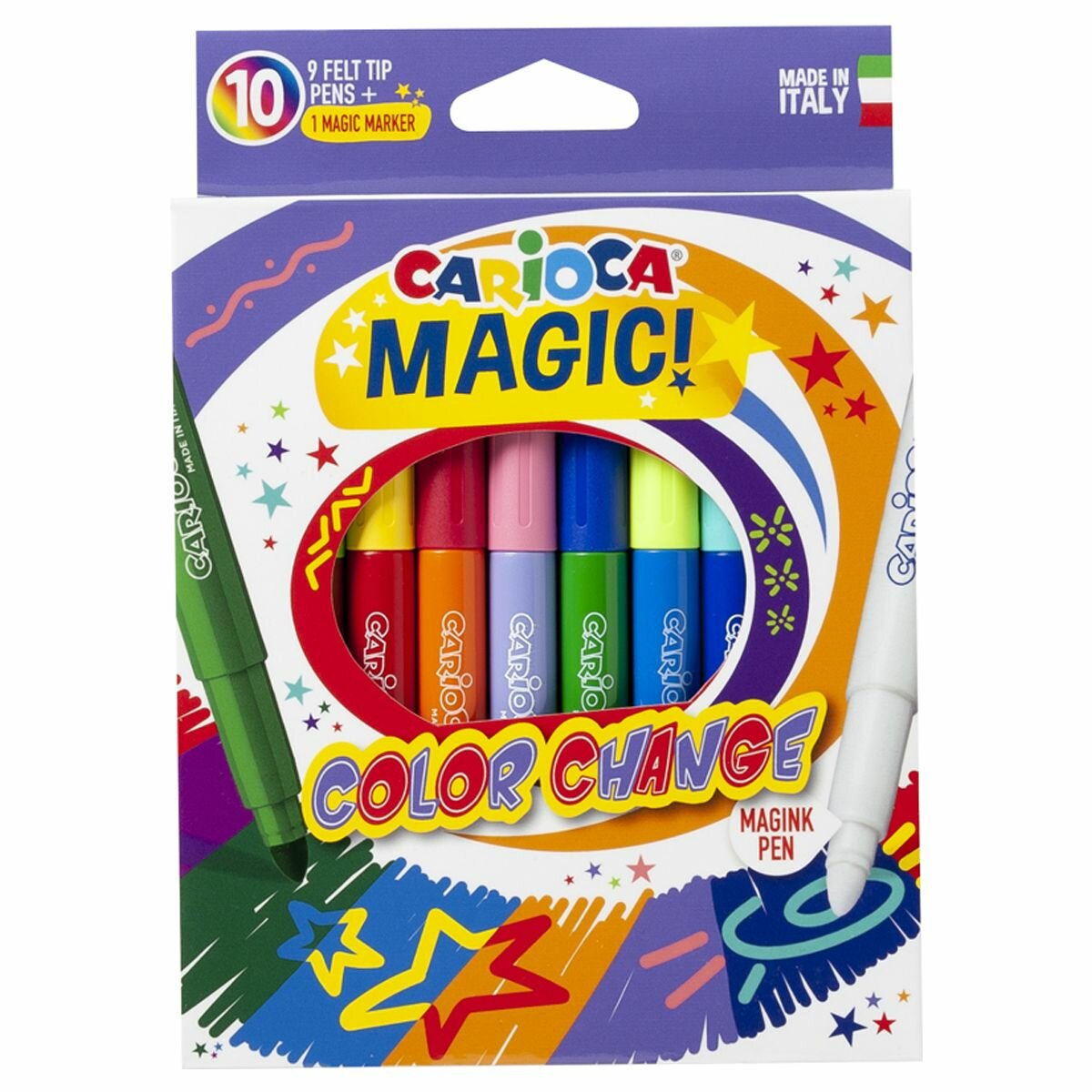 2 шт. Фломастеры меняющие цвет Carioca "Color Change. Magic", 09цв.+1, 10шт, картон, европодвес