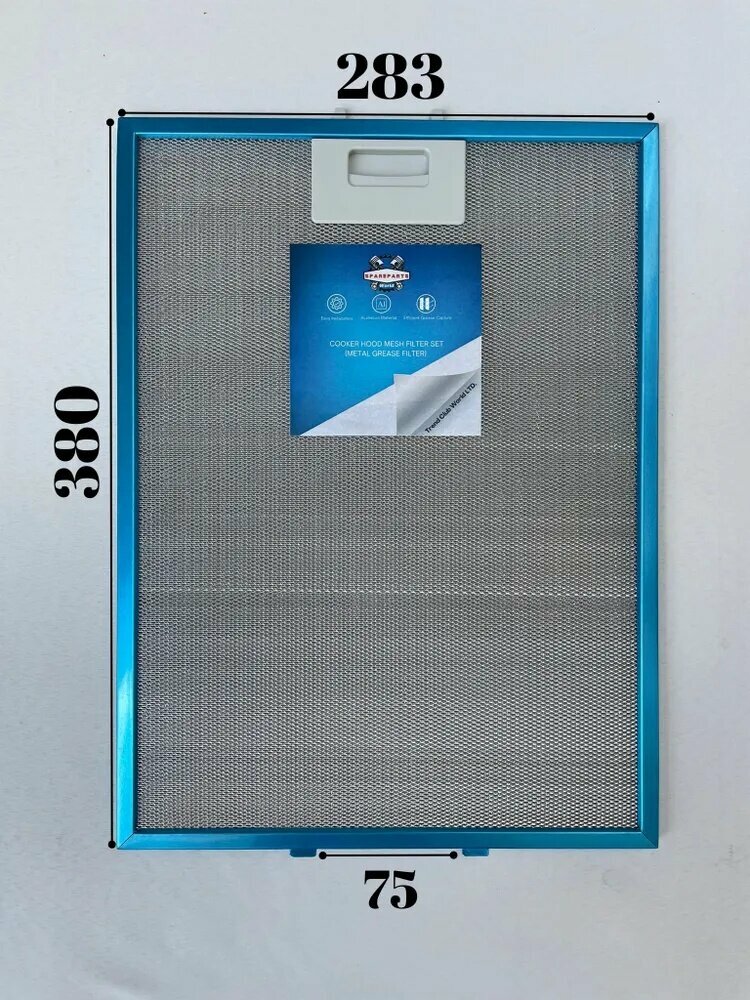 2 шт. 283x380 мм. Выхлопной фильтр, совместимый с Bosch 00422872 - AEG - Electrolux 4055107017 - Elica GF03QB, Масляный фильтр для вытяжного вентилятора, 28,3x38 CM.