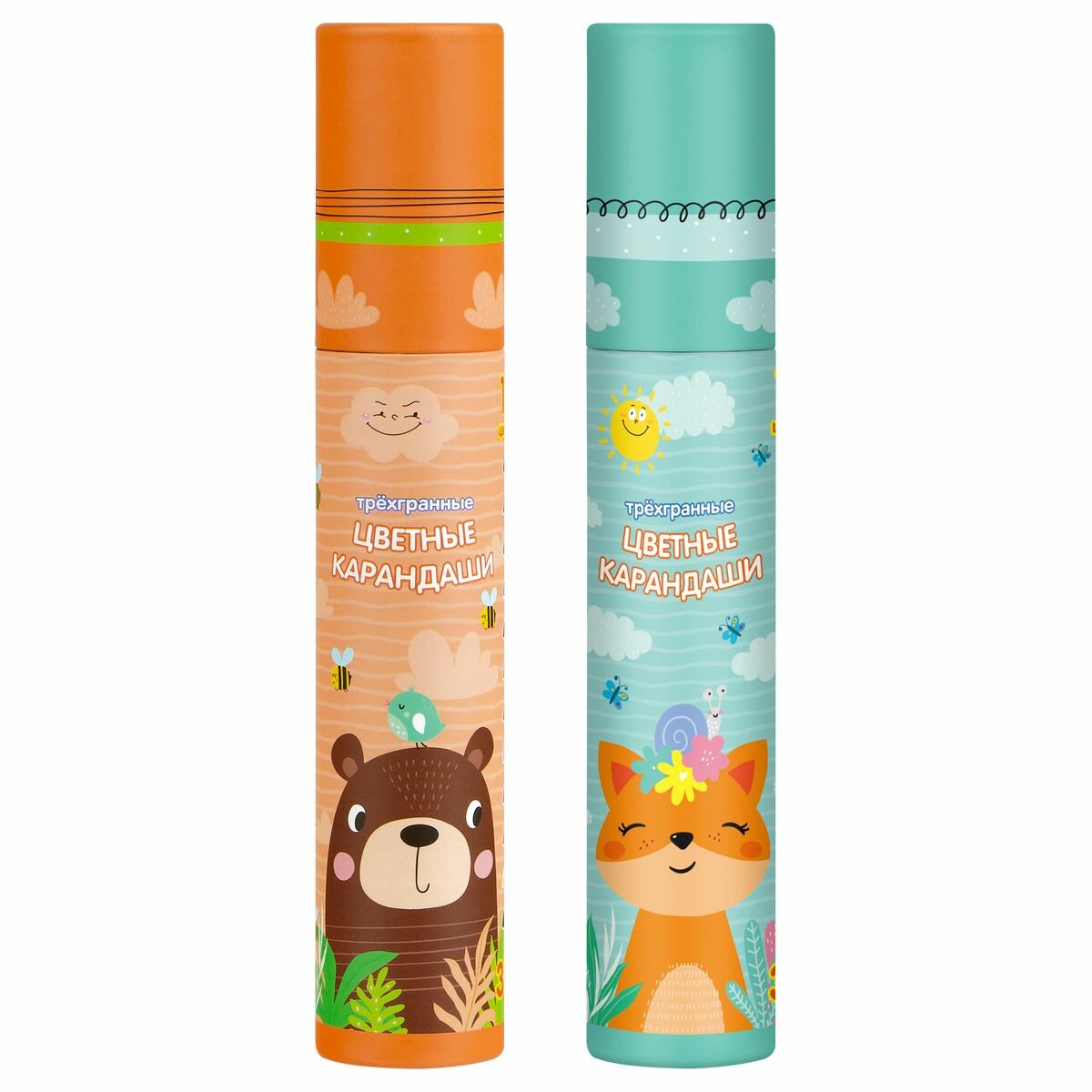 6 шт. Карандаши цветные Мульти-Пульти "Друзья енота", 12цв, трехгранные, заточен, тубус