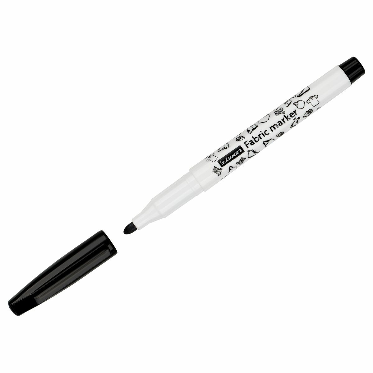 24 шт. Маркер для ткани Luxor "Fabric" черный, пулевидный, 1-2мм
