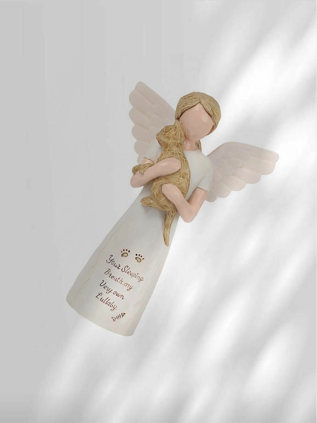 Ангел-собака ручной работы для памяти о питомце, Кремовый кот