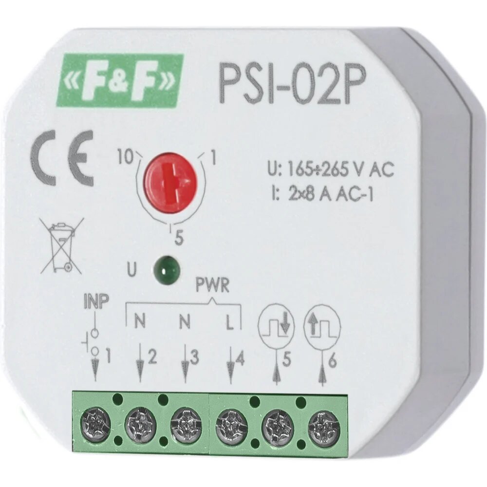 Реле-формирователь Евроавтоматика PSI-02P F&F, 8А, IP20, монтажная коробка EA09.001.012