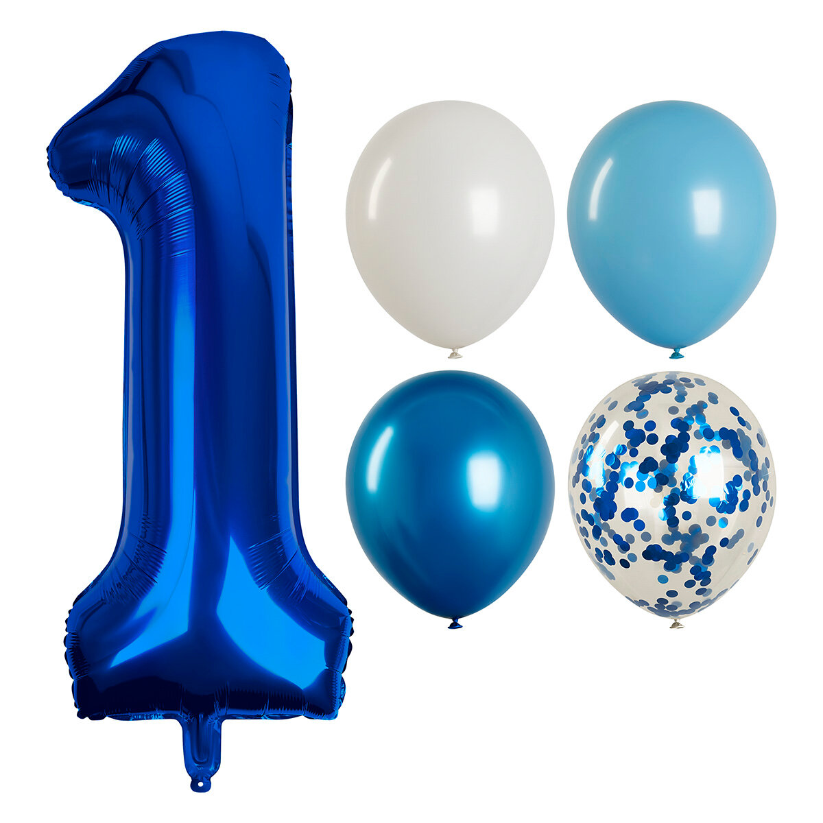 4 шт. Воздушные шары, 41шт, М12/30см, MESHU, "Number 1 Blue", пастель