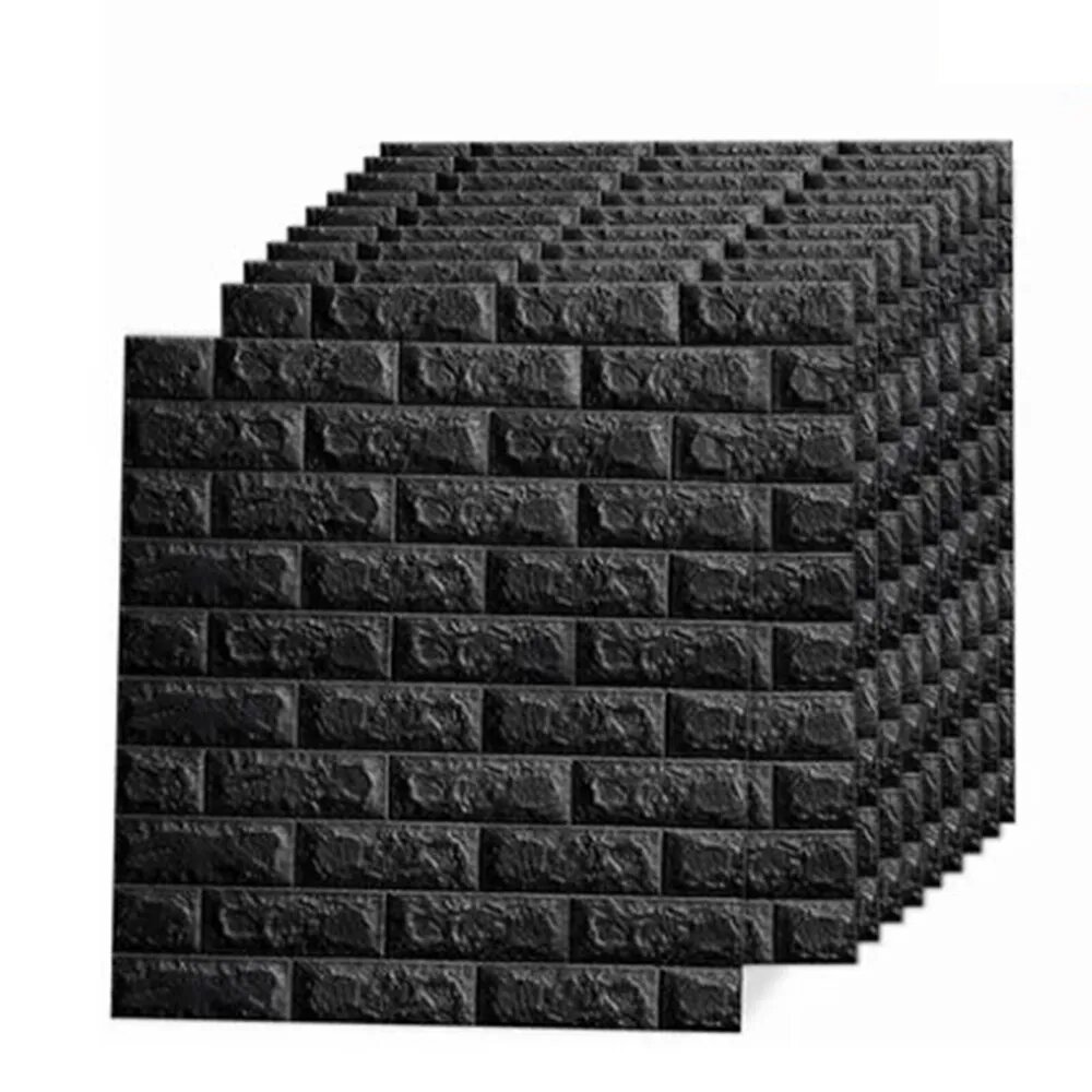 10шт. 35*38cm XPE, Панели самоклеющиеся для стен,"Черный кирпич", для стен декор для дома на кухню