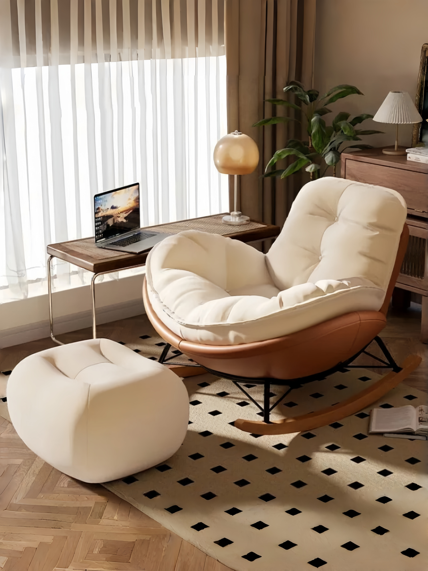 Кресло-качалка искусственная замша, ткань, 70,5x100,5х60,4 см