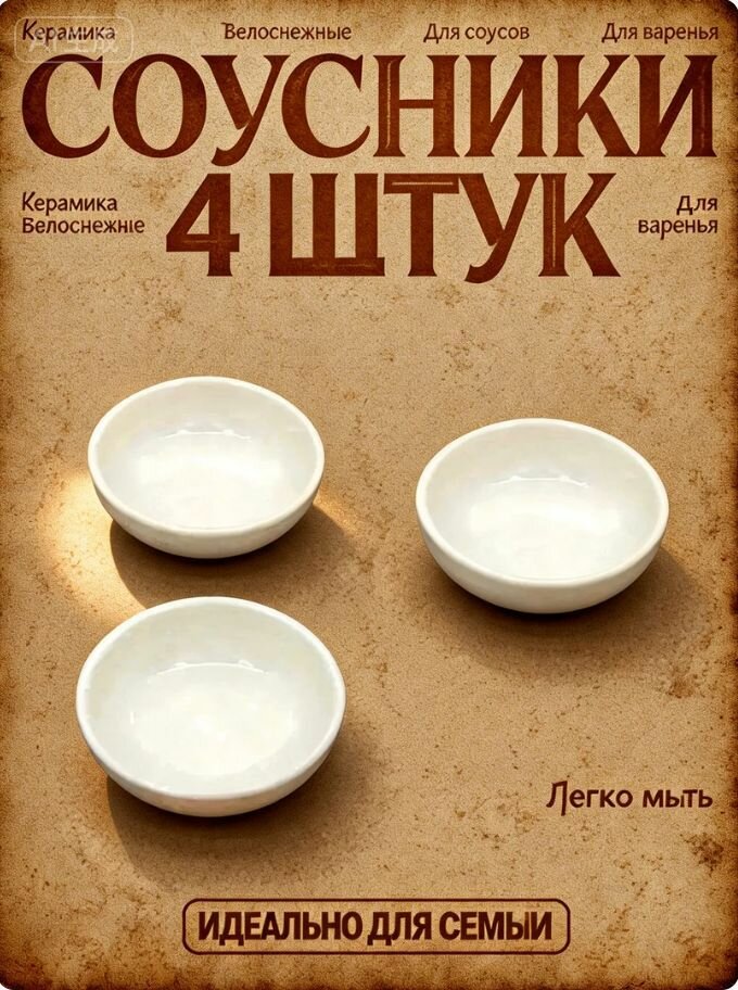 Набор соусников керамических белых 9 шт, розетки для варенья и меда, тарелочки для соевого соуса, суши и снеков, посуда для кухни