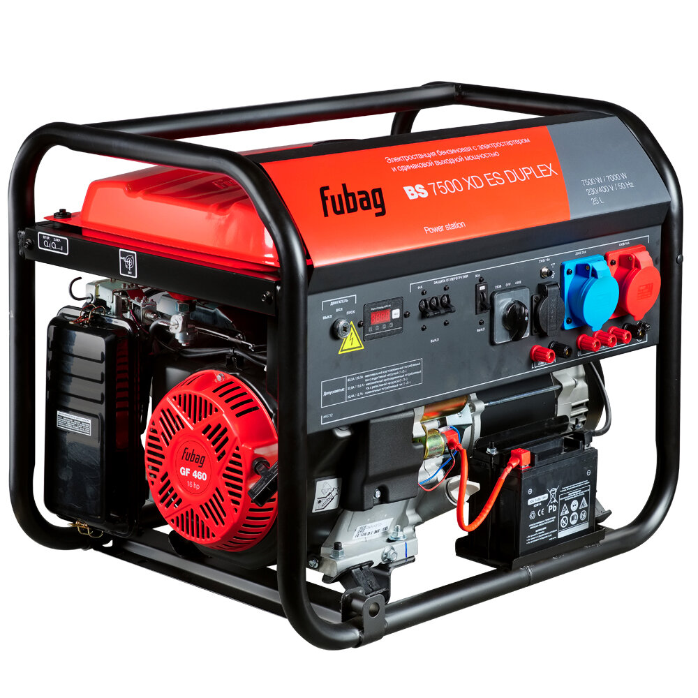 Генератор бензиновый FUBAG BS 7500 XD ES DUPLEX, 7 кВт, 220/380В, режим однофазный и трехфазный
