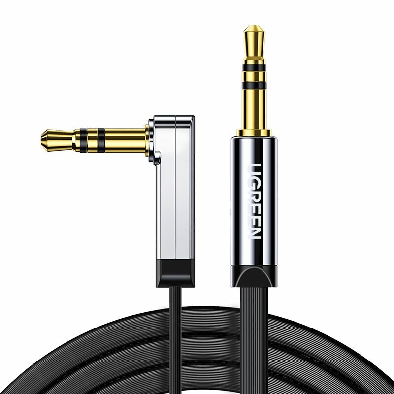 Кабель Ugreen угловой AV119 AUX 3.5mm (M) to AUX 3.5mm (M), в эластичной оплетке, 2 метра