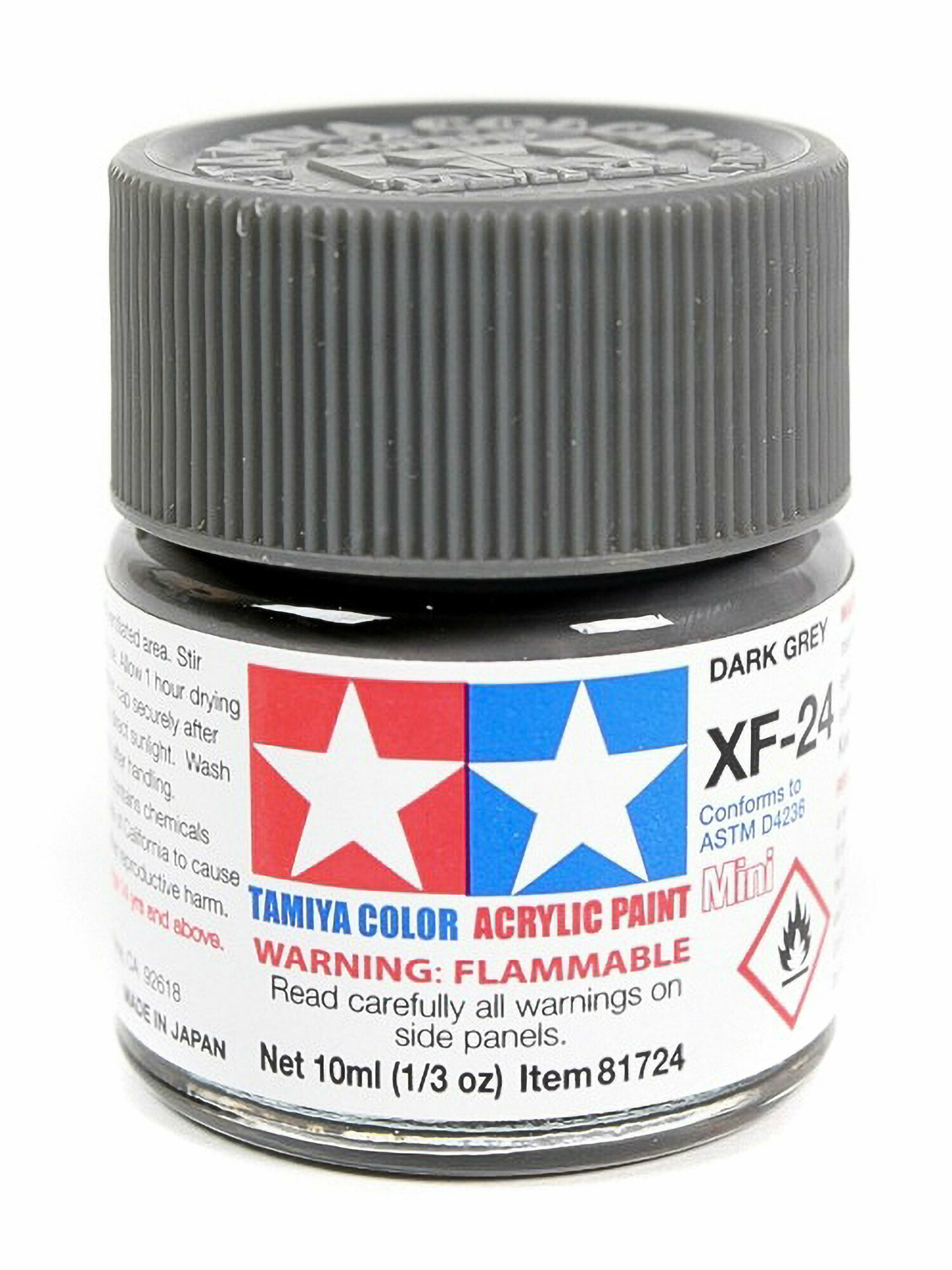 Краска акриловая Tamiya Color XF-24 Dark Grey 81724 темно-серая матовая, 10 мл