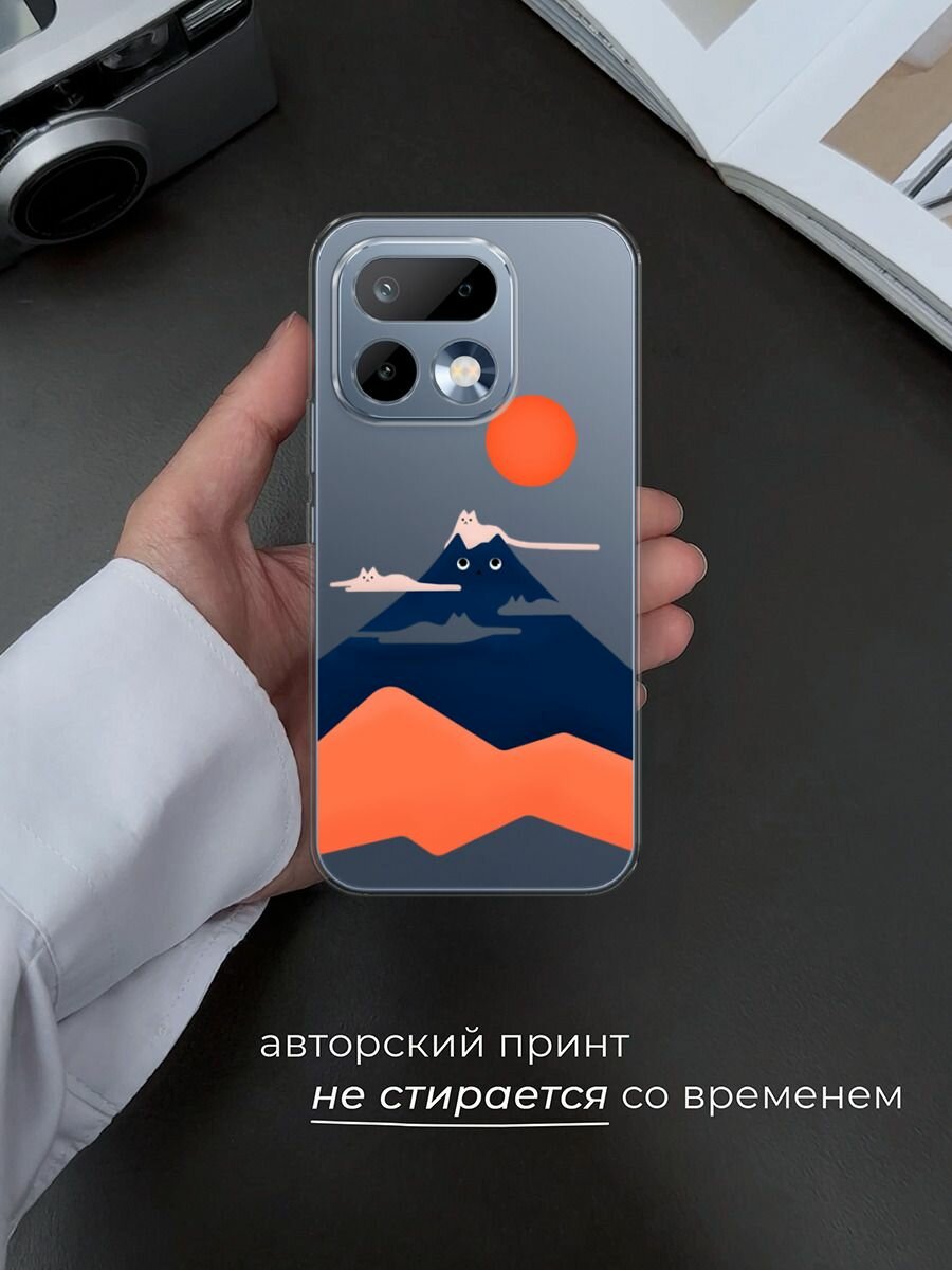 Чехол на Realme 16 Pro / Реалме 16 Про с принтом Кот-гора, прозрачный — фото 1