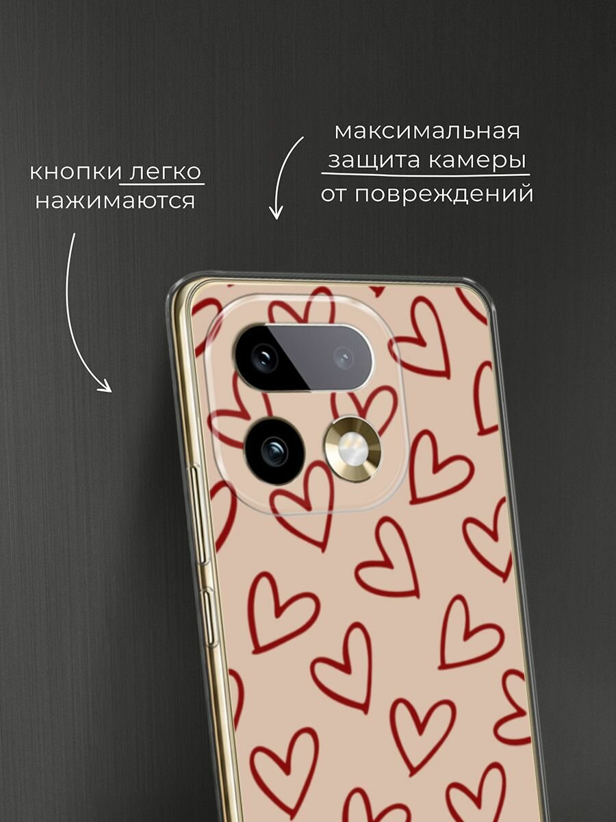 Чехол на Realme 16 Pro+ / Реалме 16 Про+ с принтом Little hearts doodles 1 — фото 1