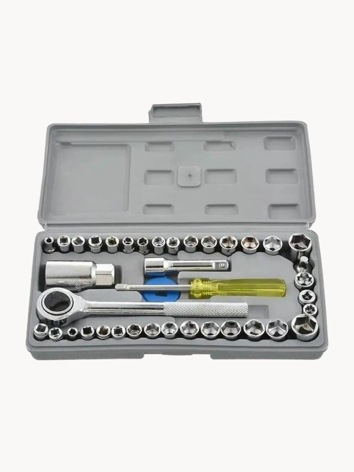 Набор инструментов с трещоткой и съемными головками 40 предметов с кейсам