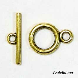 Фурнитура для бижутерии Тогл Классика 0002607 золотой цвет 19x14 мм (застежка 23x6 мм), цена за 2 шт.