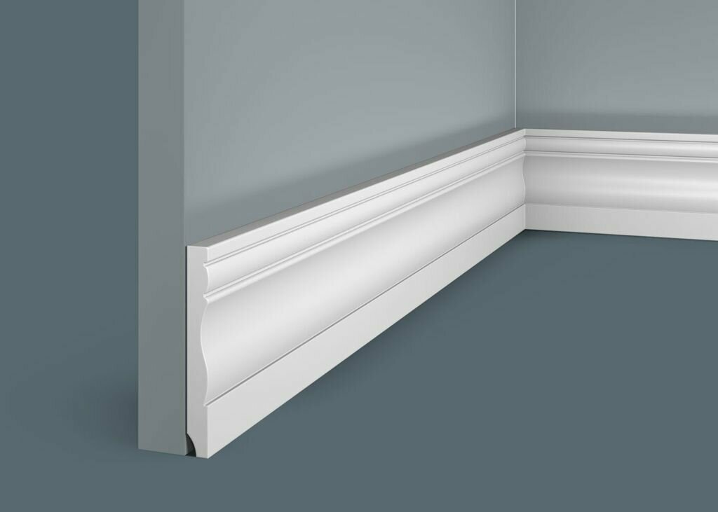 Напольный плинтус Cosca Decor PX015, экополимер, влагостойкий, ударопрочный, под покраску, 2 метра, 1 шт.